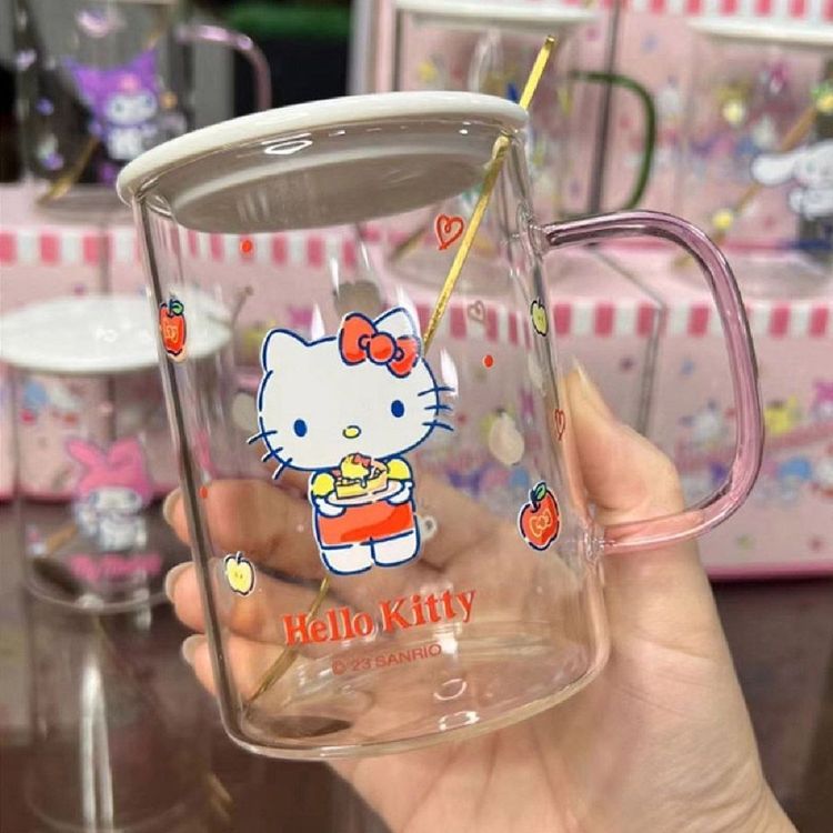 헬로키티 뚜껑 유리컵 숟가락 세트 360ml 홈플러스 판매자택배