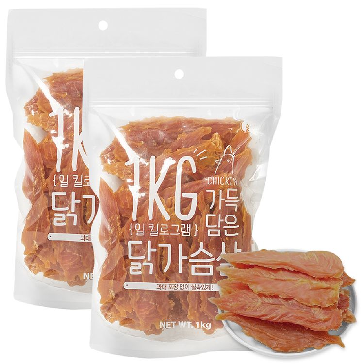 슈퍼츄 일킬로그램 가득 담은 닭가슴살 1kg X 2봉 강아지 대용량간식 홈플러스 택배배송