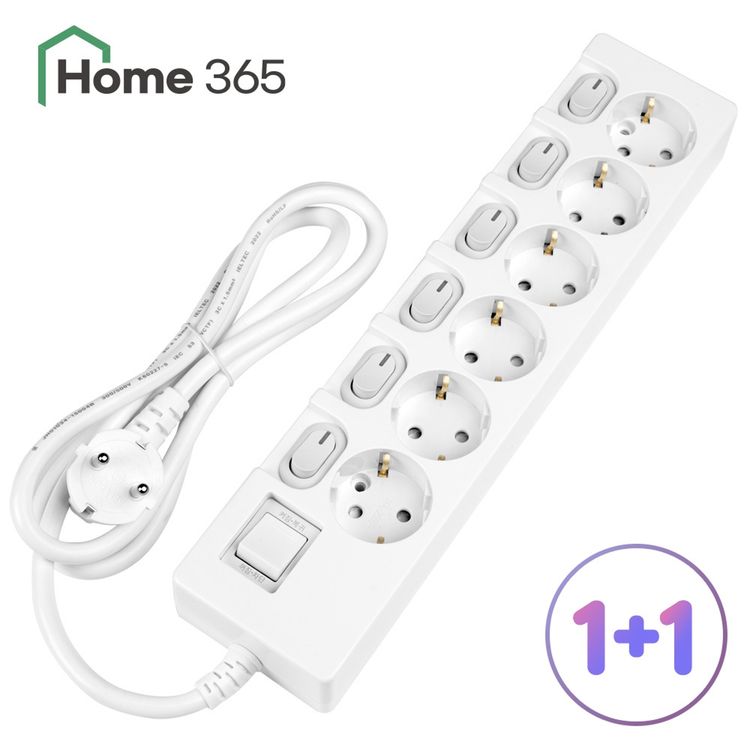 1+1 홈365 국산 개별멀티탭 6구 1.5m / 16A 절전 멀티콘센트 | 홈플러스 택배배송