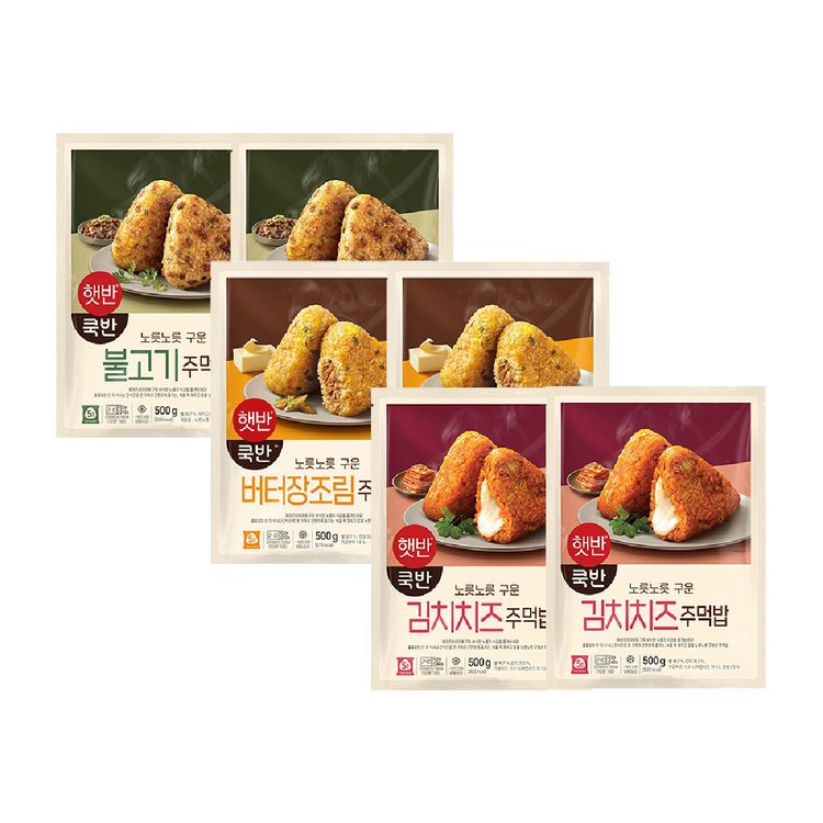 햇반 쿡반 주먹밥 500g 불고기 X2개버터장조림 X2개김치치즈 X2개 홈플러스 택배배송