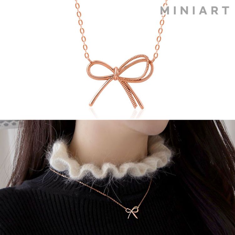 미니아트 14k 로즈골드 목걸이 러블리본 Rs807 홈플러스 택배배송