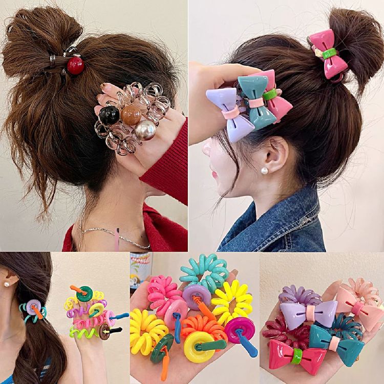 단추 리본 레드 방울 실리콘 전화선 곱창 꽈배기 매듭없는 꼬임 헤어 머리끈 똥머리 올림머리 홈플러스 택배배송