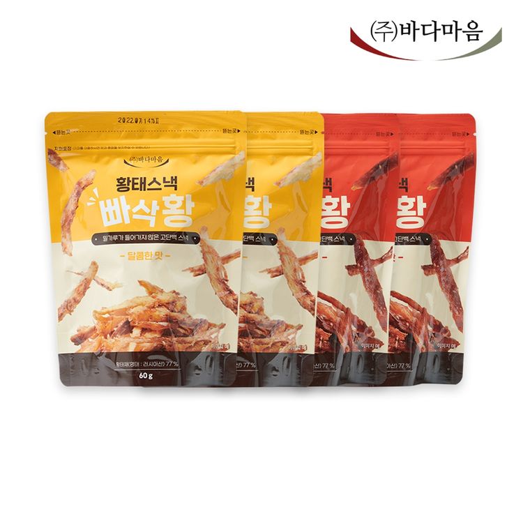 바다마음 황태스낵 빠삭황 달콤한맛 매콤한맛 60g 콤보세트 총4봉 홈플러스 택배배송