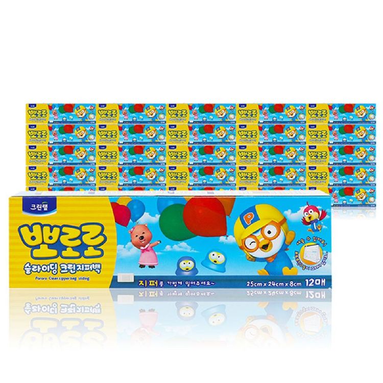 Box크린랩 뽀로로 슬라이딩지퍼백대25x24x12매 홈플러스 택배배송