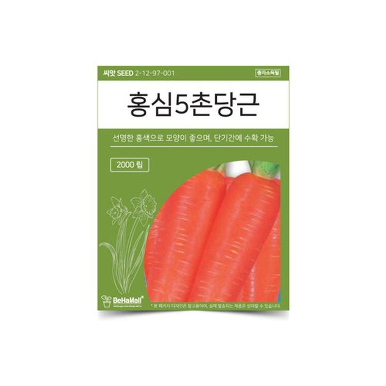 베하몰 텃밭 채소 씨앗 홍심5촌 당근 홈플러스 택배배송