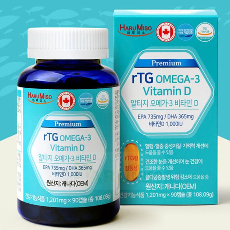 하루미소 프리미엄 알티지 오메가3 비타민d 1병90캡슐 3개월분 클린 분자증류방식 홈플러스 택배배송