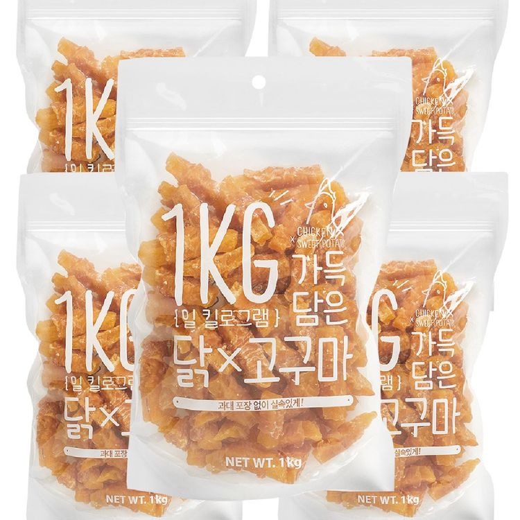 슈퍼츄 일킬로그램 가득 담은 치킨 닭고구마말이 1kg X 5봉 강아지 대용량간식 홈플러스 택배배송