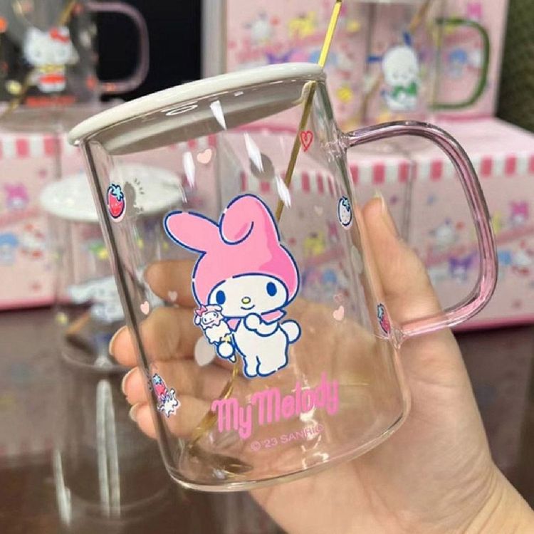 마이멜로디 뚜껑 유리컵 숟가락 세트 360ml 홈플러스 택배배송