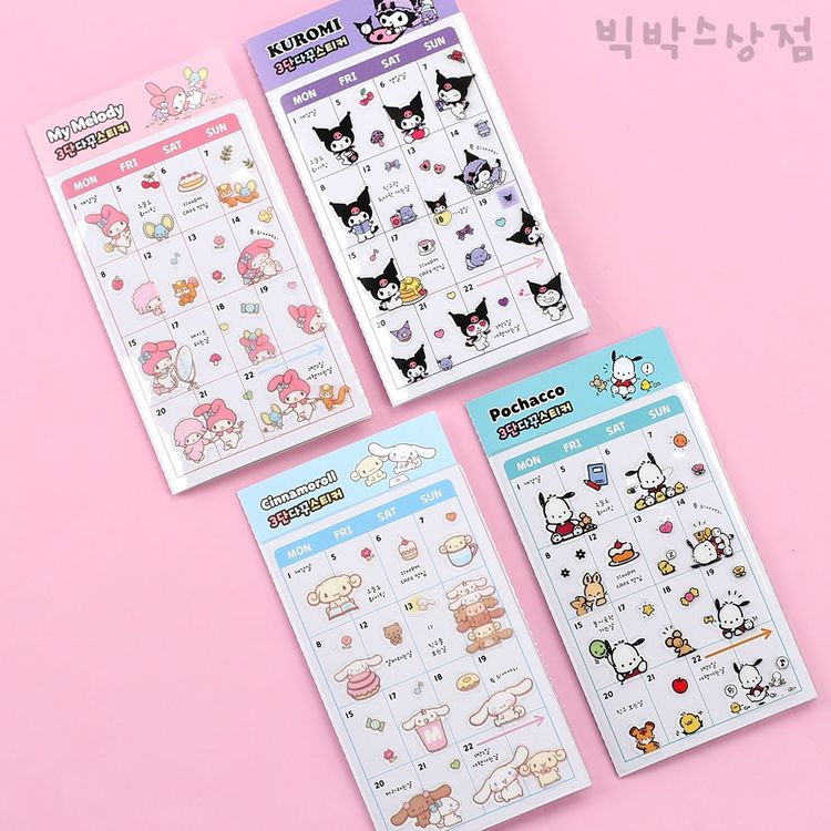 산리오 3단 다꾸스티커 1p 캐릭터 꾸미기 소품 데코 팬시 마멜 시나모롤 쿠로미 유치원 어 홈플러스 택배배송
