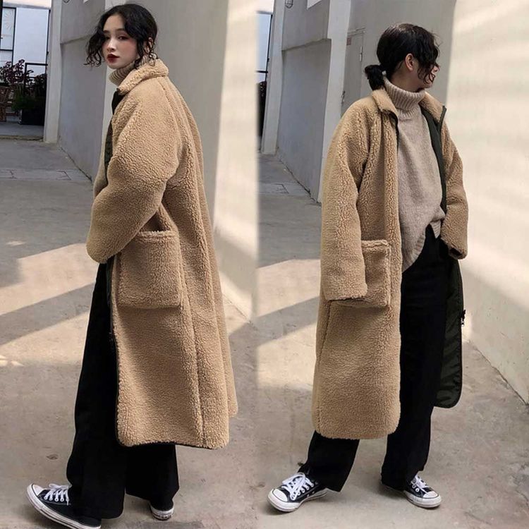 양털 롱코트 양면 자켓 오버핏 겨울 여성 패션 레트로 홈플러스 택배배송