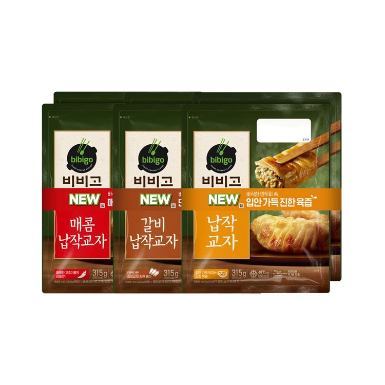 비비고 교자만두(납작+갈비+매콤) 315g 2개입 x3개(총 6개) | 홈플러스 택배배송