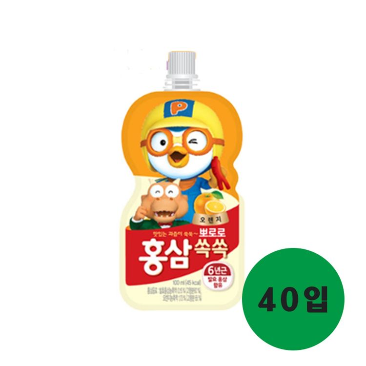 팔도 뽀로로 홍삼쏙쏙 오렌지 100ml 40입 홈플러스 택배배송