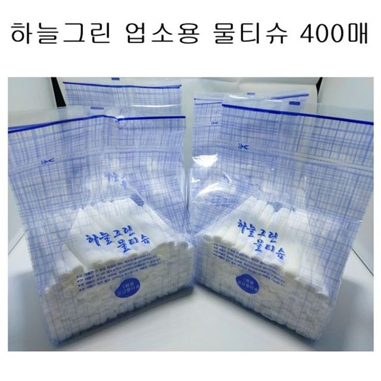 하늘그린 덕용물티슈 업소용 일회용 식당물수건 400매 홈플러스 택배배송