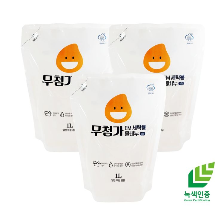 강청 녹색인증 무첨가 고농축 Em세탁세제1lx3개입 리필세제 홈플러스 택배배송