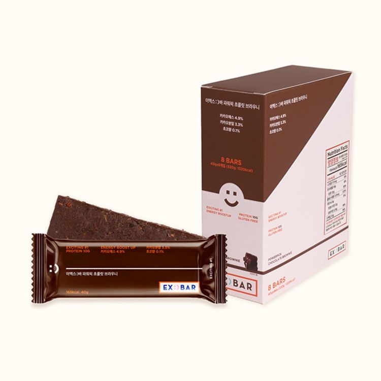 이엑스바 파워픽 초콜릿 브라우니 1박스40g X 8개 무설탕 단백질바 프로틴바 식사대용 홈플러스 택배배송