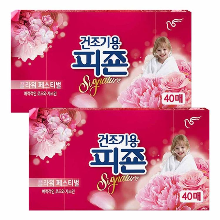 피죤 건조기용 섬유유연제 플라워페스티벌 40매 X 2개 홈플러스 택배배송