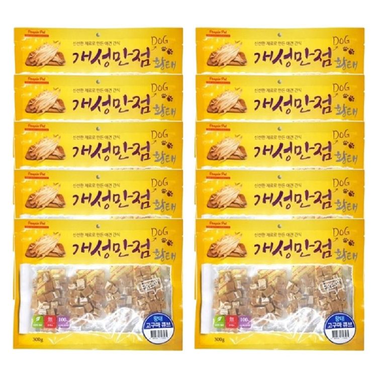 강아지 황태 고구마 큐브 300g 10P 반려견 육포 간식 | 홈플러스 택배배송