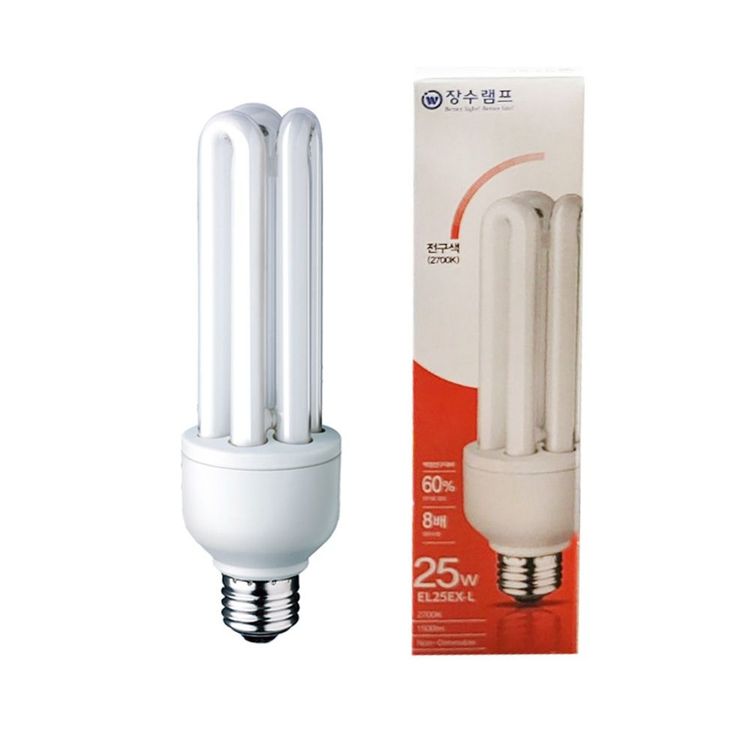 장수램프 N1084b42ce8 삼파장 El 형광램프 25w 전구색 E26 홈플러스 택배배송