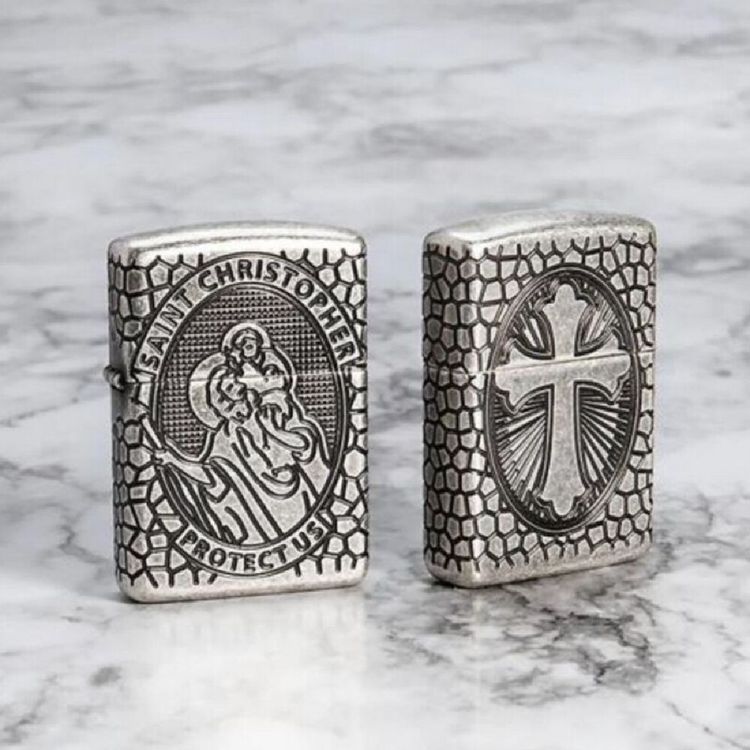 Zippo 지포 라이터 Antique Silver 세인트 크리스토퍼 홈플러스 택배배송