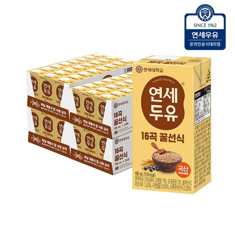 [연세우유] 16곡 꿀선식 두유 190ml (96팩)YS035 | 홈플러스 택배배송