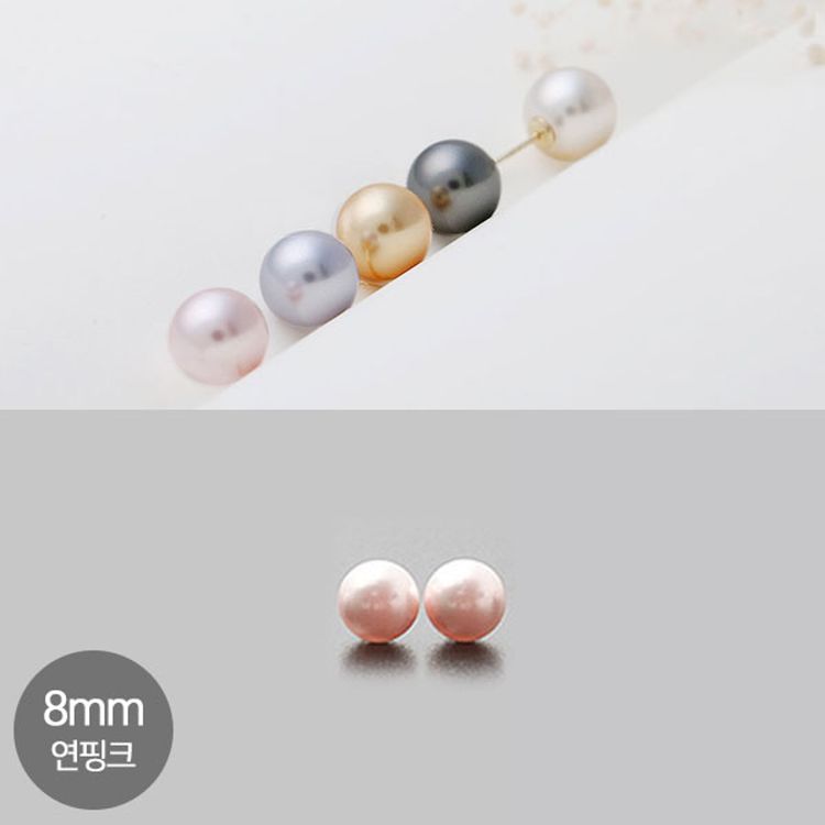 미니아트 14k Gold 스와로브스키 크리스탈 진주 귀걸이 8mm Js114연핑크 홈플러스 택배배송