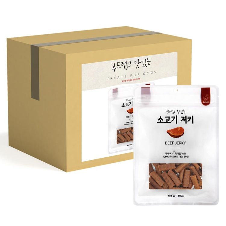 파밀 강아지간식 부드럽고 맛있는 소고기져키 100gx50개 랜덤 홈플러스 택배배송