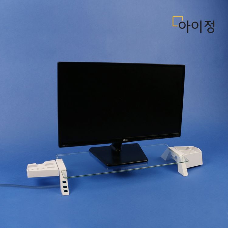 스마트독 브릿지 Usb허브 강화유리 모니터받침대 S324 화이트투명 홈플러스 택배배송