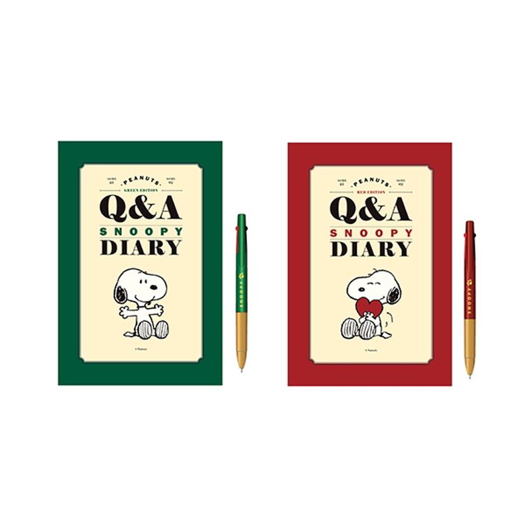 바보사랑 스누피 Q And A 다이어리 2권과 3색 볼펜 2자루 세트 홈플러스 택배배송