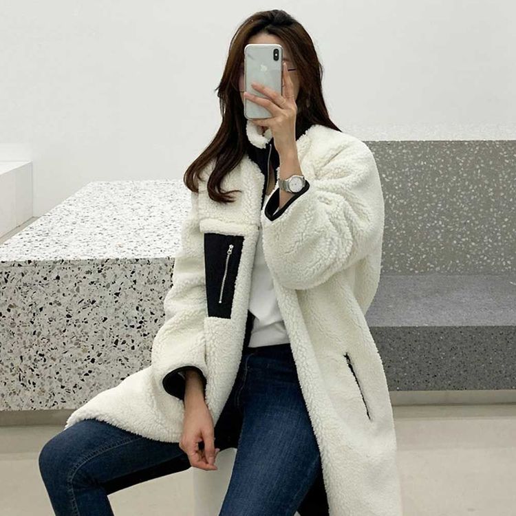 양털 후리스 롱자켓 여자 오버사이즈 패션룩 아우터 홈플러스 택배배송