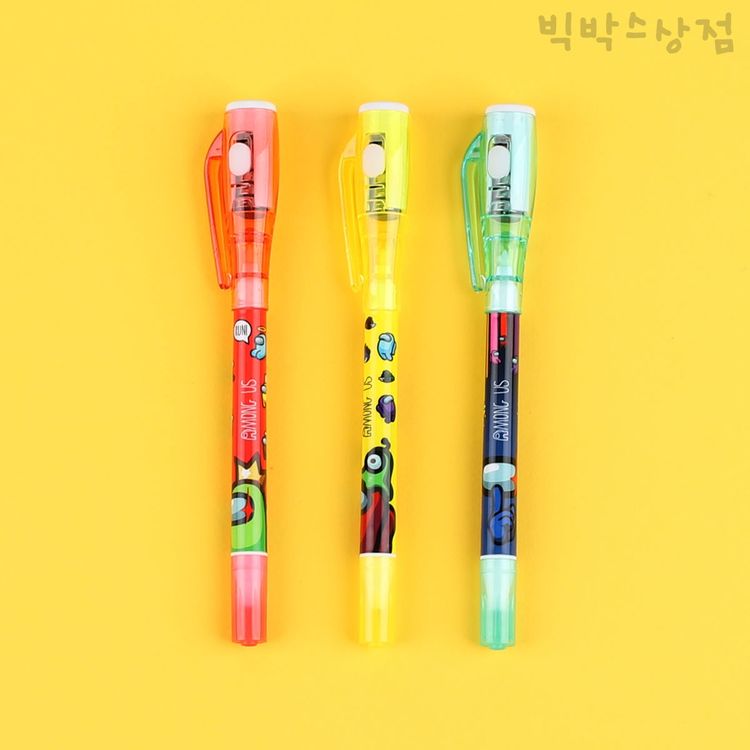 어몽어스 시크릿펜 볼펜 세트 3p 1세트 비밀펜 요술펜 불빛펜 단체선물추천 비밀일기 홈플러스 택배배송