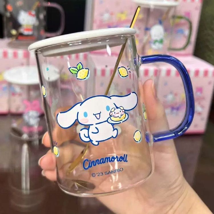 시나모롤 뚜껑 유리컵 숟가락 세트 360ml 홈플러스 택배배송