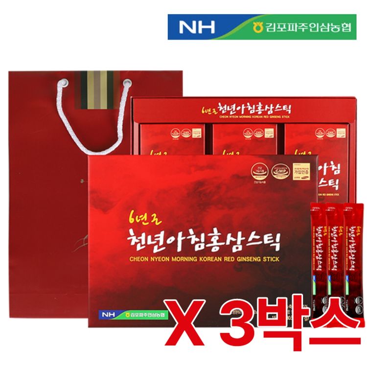 김포파주인삼농협 천년아침홍삼스틱 15g X 30포 1박스쇼핑백포함 홈플러스 택배배송