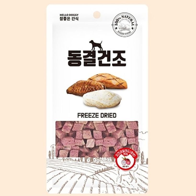 주펫더맨 헬로도기 강아지 간식 동결건조 간식 치킨과일큐브 80g 홈플러스 택배배송