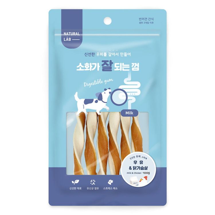 네츄럴랩 소화가 잘되는껌 우유and닭가슴살 100g 홈플러스