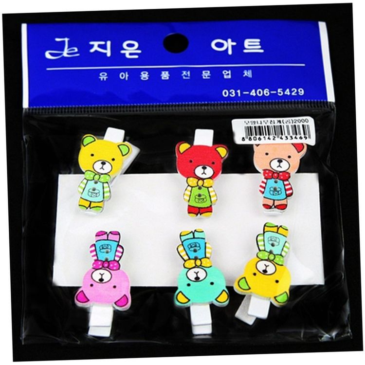 꾸미기재료 모양나무집게 곰 1p 공예 만들기 소품재료 미술 교육 홈플러스 택배배송