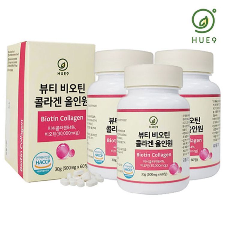 휴나인 뷰티 비오틴 콜라겐 올인원 3박스박스당 500mg X 60정 모발영양 비타민b 홈플러스 택배배송