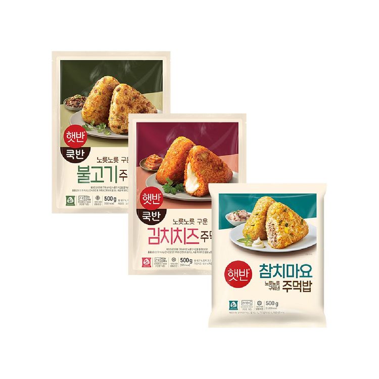 햇반 쿡반 주먹밥 500g 불고기 X1개김치치즈 X1개참치마요 X1개 홈플러스 택배배송