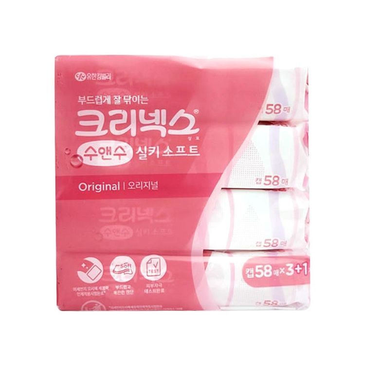 크리넥스 실키소프트 물티슈 58매x4개입 물 청소포 홈플러스 택배배송