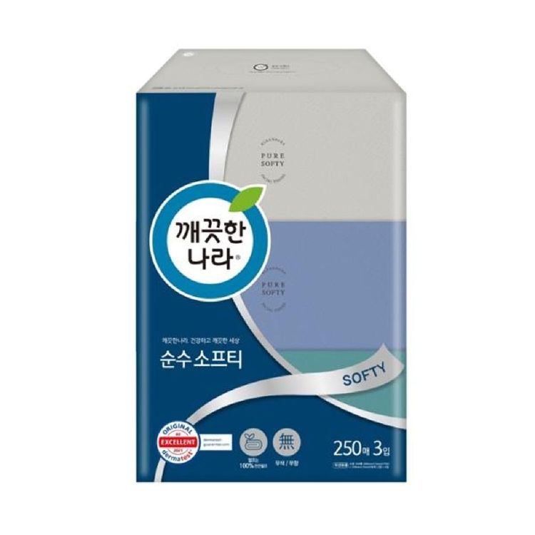 깨끗한나라 순수소프티 미용티슈1팩 250매x3개입 홈플러스 택배배송