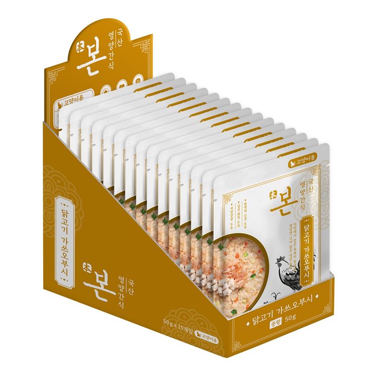 본 영양간식 고양이용 닭고기 가쓰오부시 죽 1박스 50g 15개입 홈플러스 택배배송