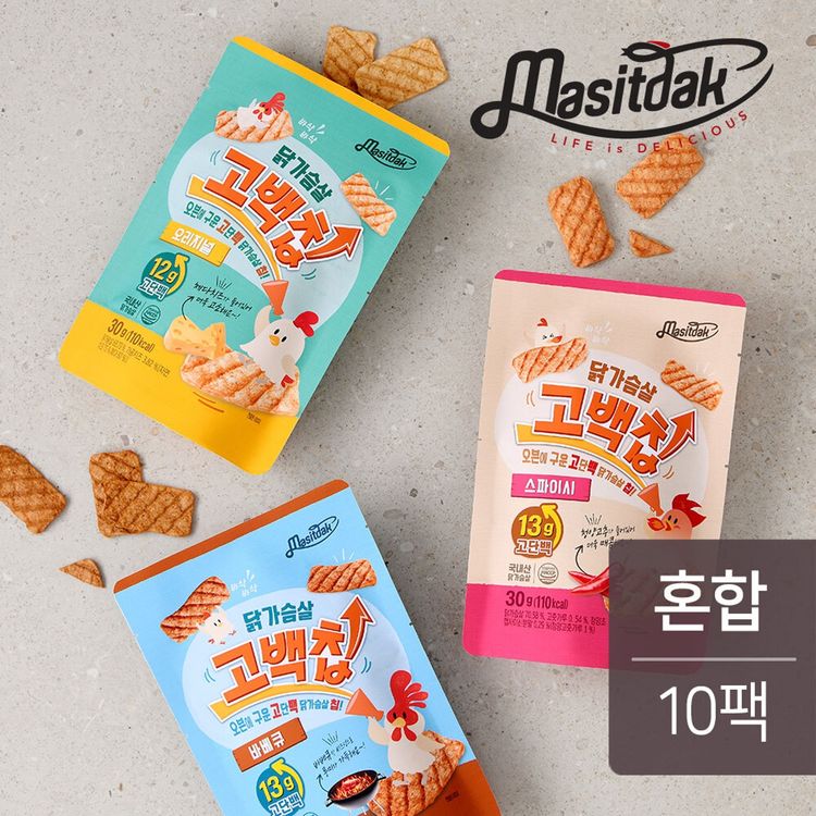 맛있닭 닭가슴살 고백칩 혼합 30gx10팩오리4바베큐3스파이시3 홈플러스 택배배송