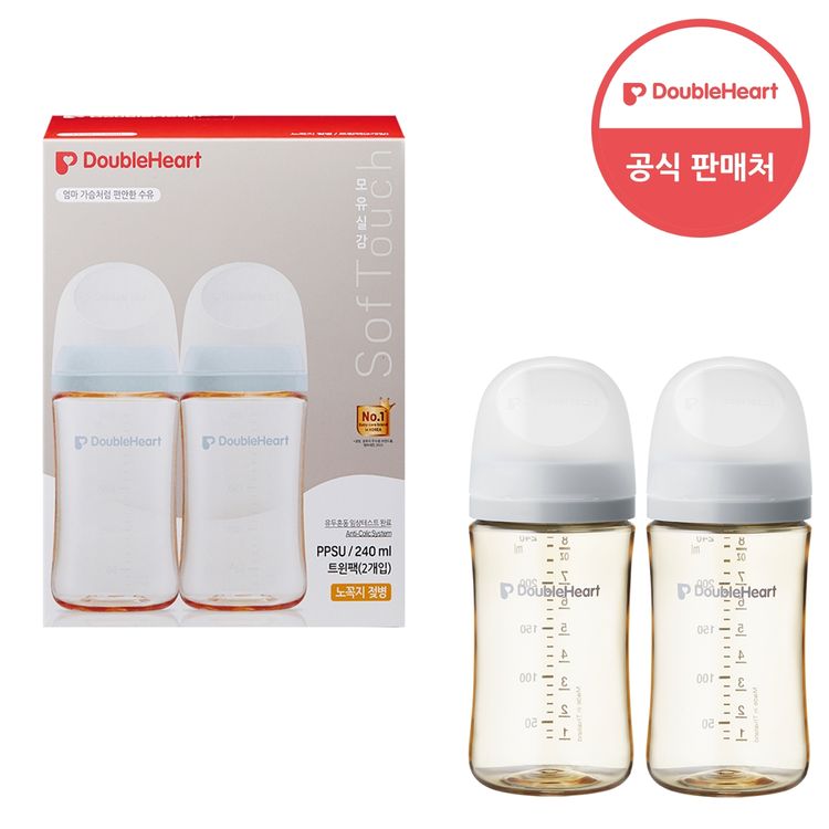 더블하트 모유실감 3세대 Ppsu 새벽그레이 240ml 트윈팩 노꼭지 홈플러스 택배배송