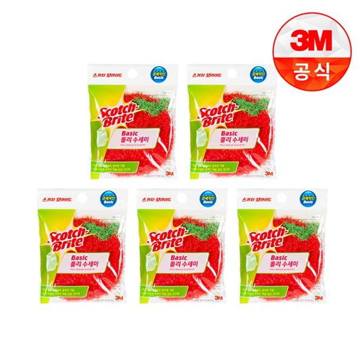 바보사랑 베이직 폴리 수세미자두 1입일반세척용 5개세트 홈플러스 택배배송