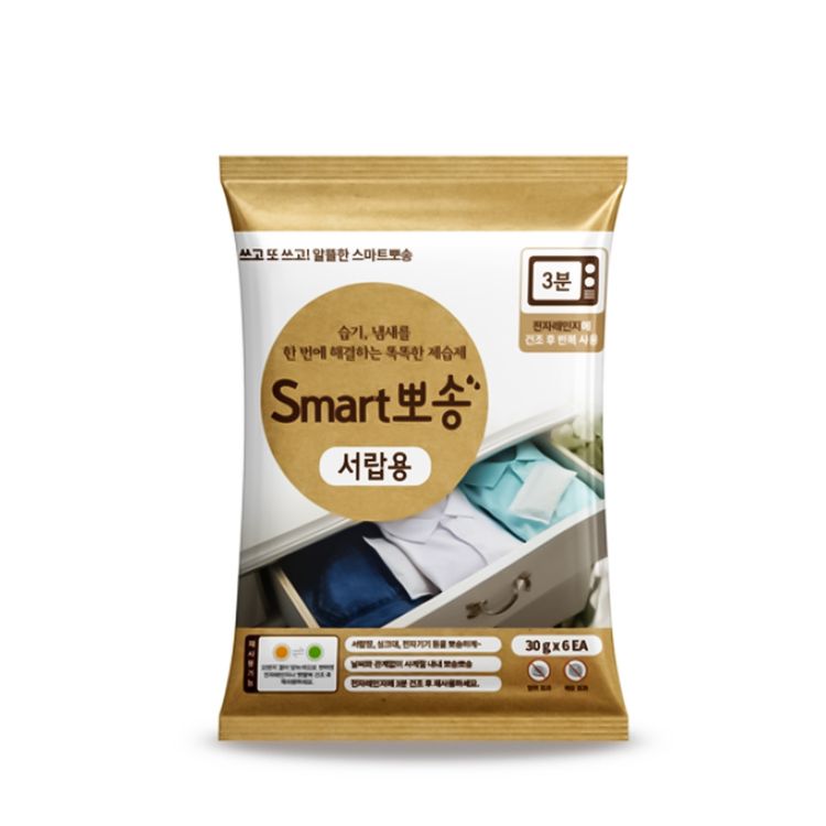 시트형 스마트뽀송 서랍용 30g X6ea 습기제거제 탈취제 제습제 서랍습기제거제 재사용방습 홈플러스 택배배송