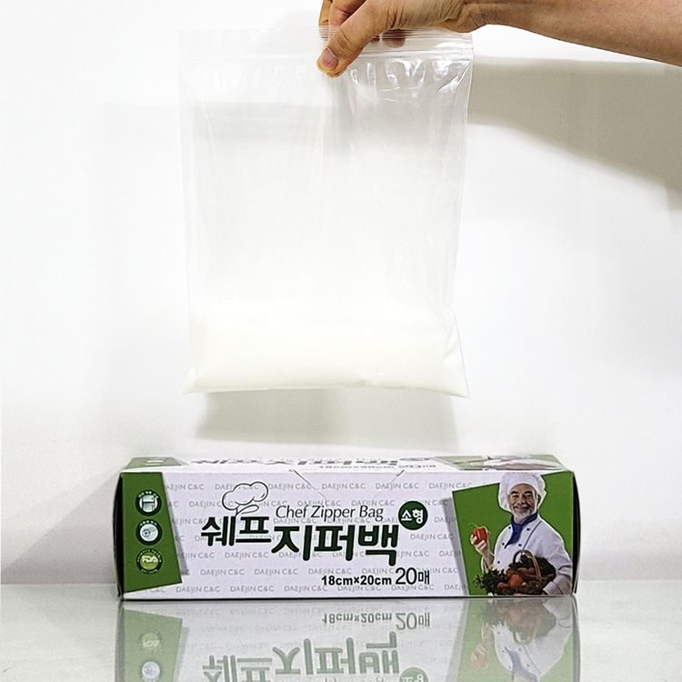20매 쉐프 지퍼백 18x20cm 1팩 위생봉투 지퍼팩소형 냉장 냉동 정리수납 캠핑 저퍼팩 홈플러스 택배배송