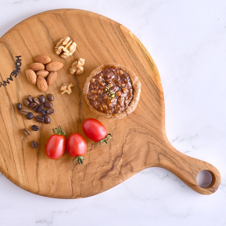 Teak우드 플레이팅 도마 원형 서빙 손잡이 나무도마 홈플러스 택배배송