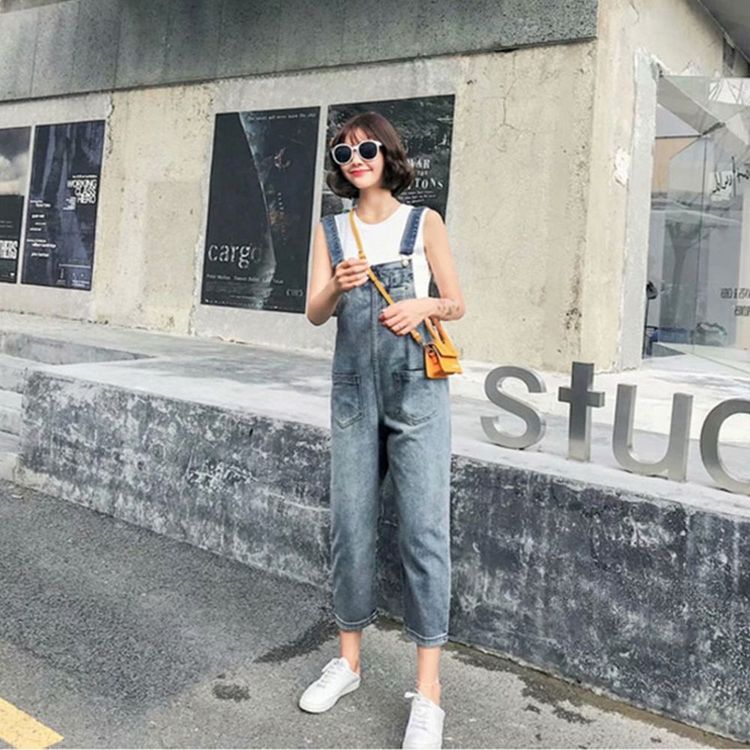여자 N3062c5db5b 포켓 9부 데님 청 멜빵 바지 오버롤 어깨끈 조절 홈플러스 택배배송