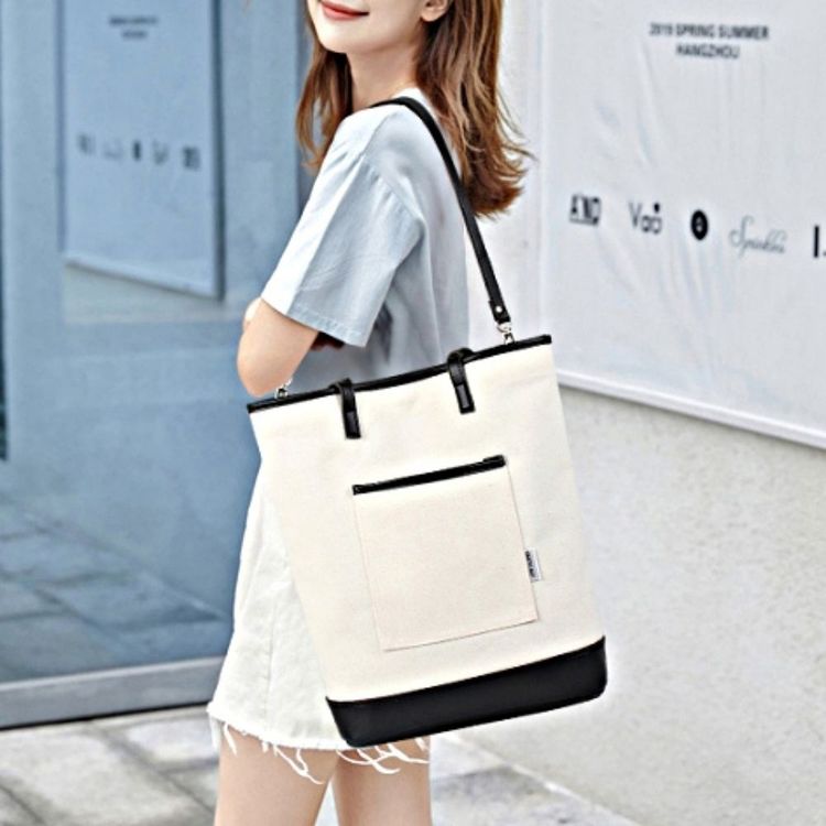 스퀘어 숄더 토트백 수납가방 앞포켓 캔버스백 홈플러스 택배배송