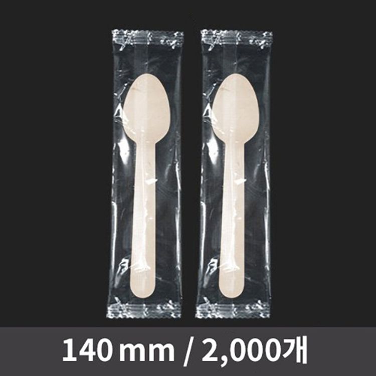 일회용 자작나무 우드스푼 개별포장 140mm 1박스2000개 홈플러스 택배배송