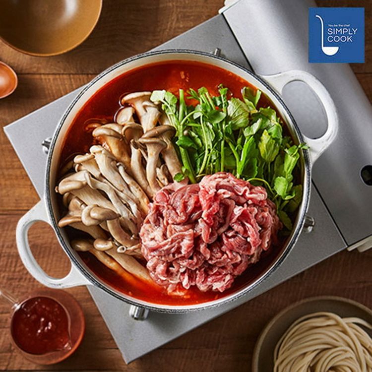 심플리쿡 얼큰소고기버섯샤브샤브 850g 2인분 쿠킹박스 홈플러스 택배배송